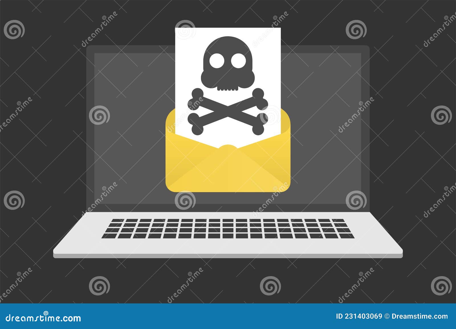 Malicious Email. Problem with Laptop Stock Vector - Illustration of ...
