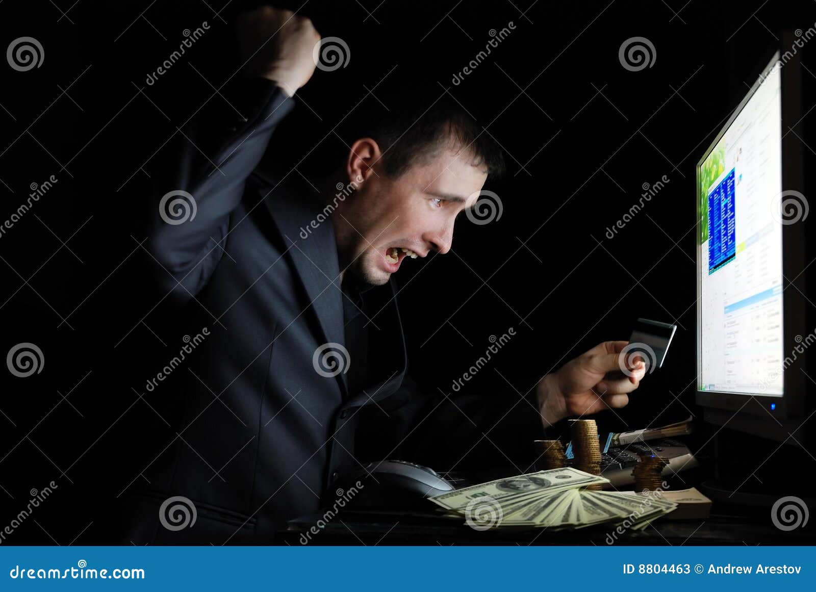 The Malicious User in Front of the Monitor Stock Image - Image of ...