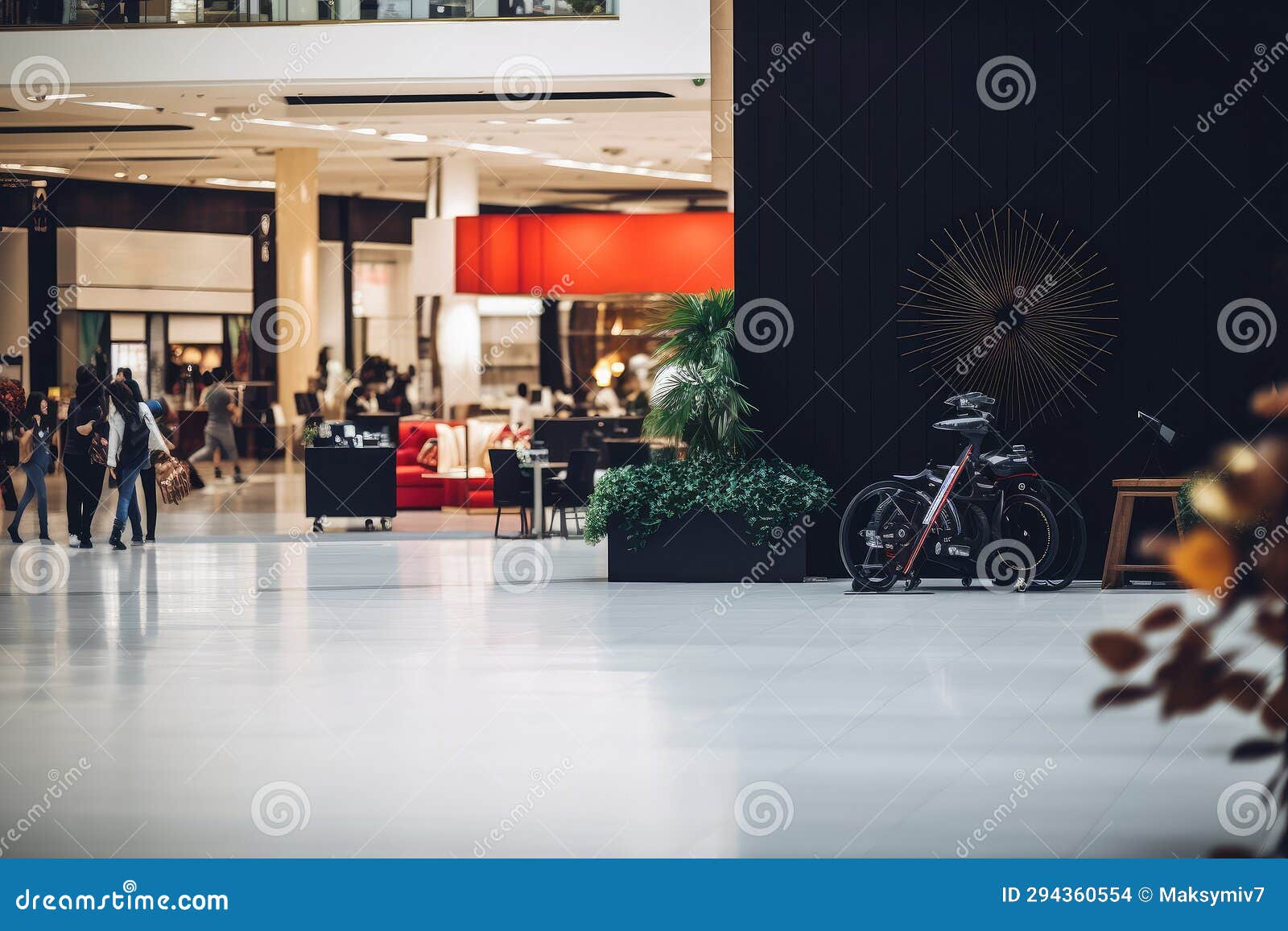Mall with Banner for Text in Gallery Lobby Stock Photo - Image of floor ...