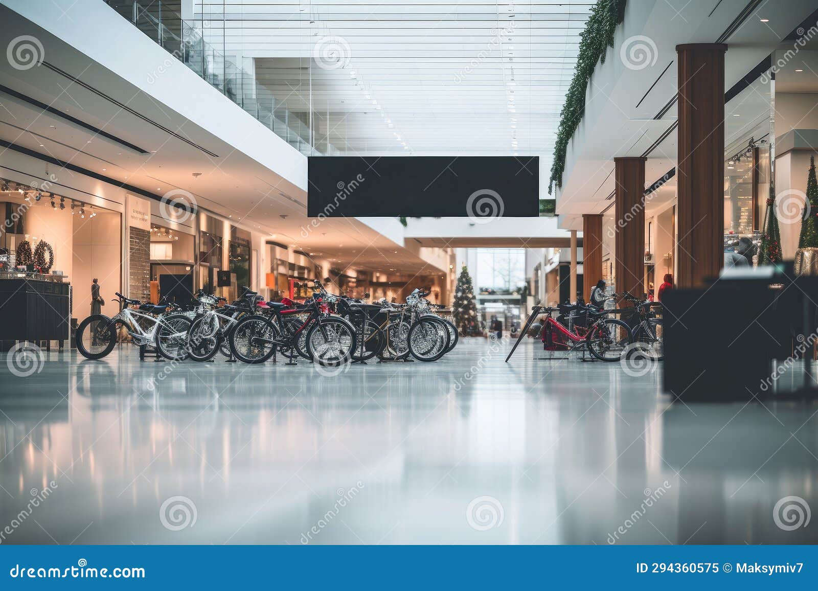 Mall with Banner for Text in Gallery Lobby Stock Image - Image of ...