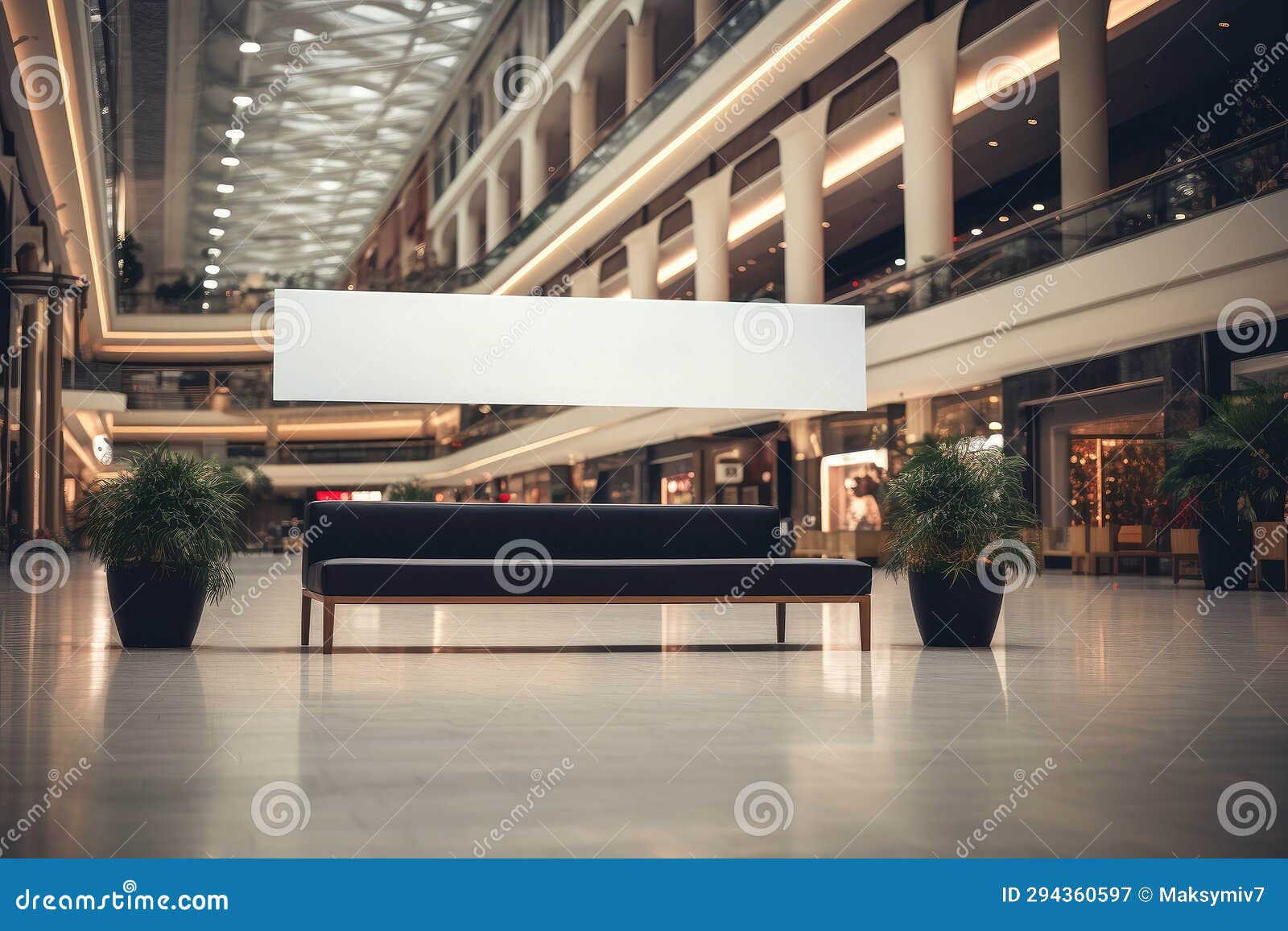Mall with Banner for Text in Gallery Lobby Stock Image - Image of ...