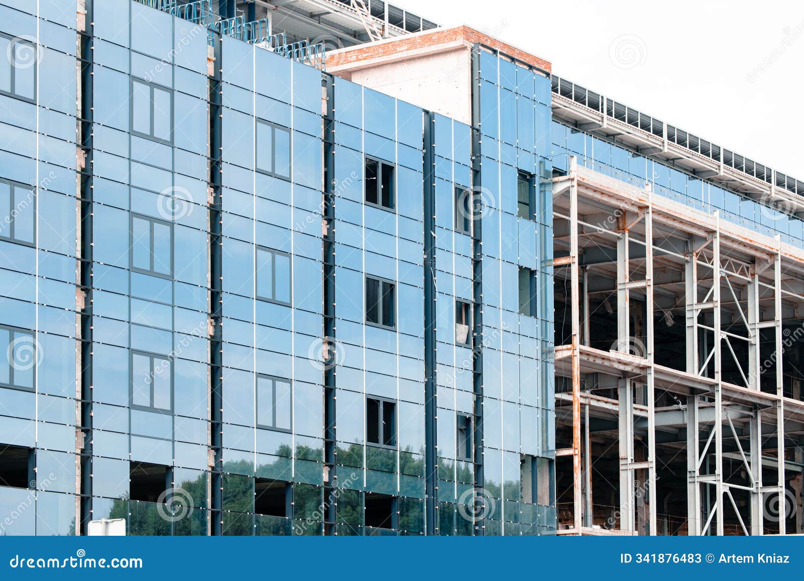 Mall Building Construction Glass Facade External Wall Perspective Frame ...