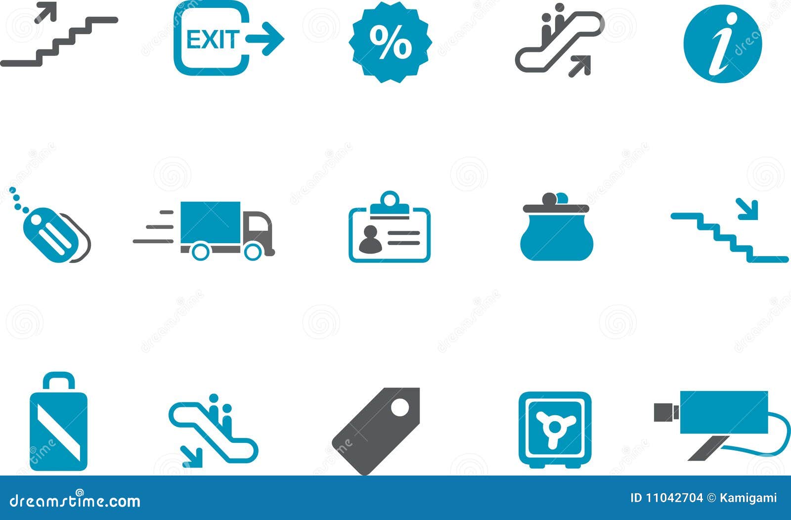 Mall Icon Set stock illustration. Illustration of escalator - 11042704