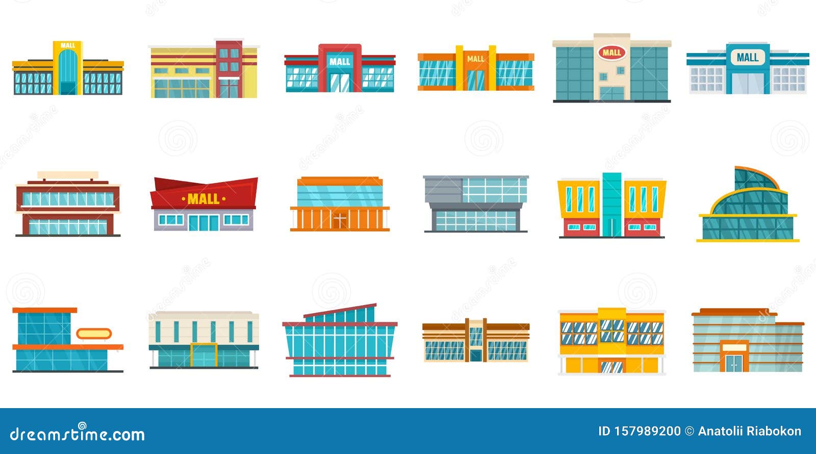 Mall icons set, flat style stock vector. Illustration of commercial ...