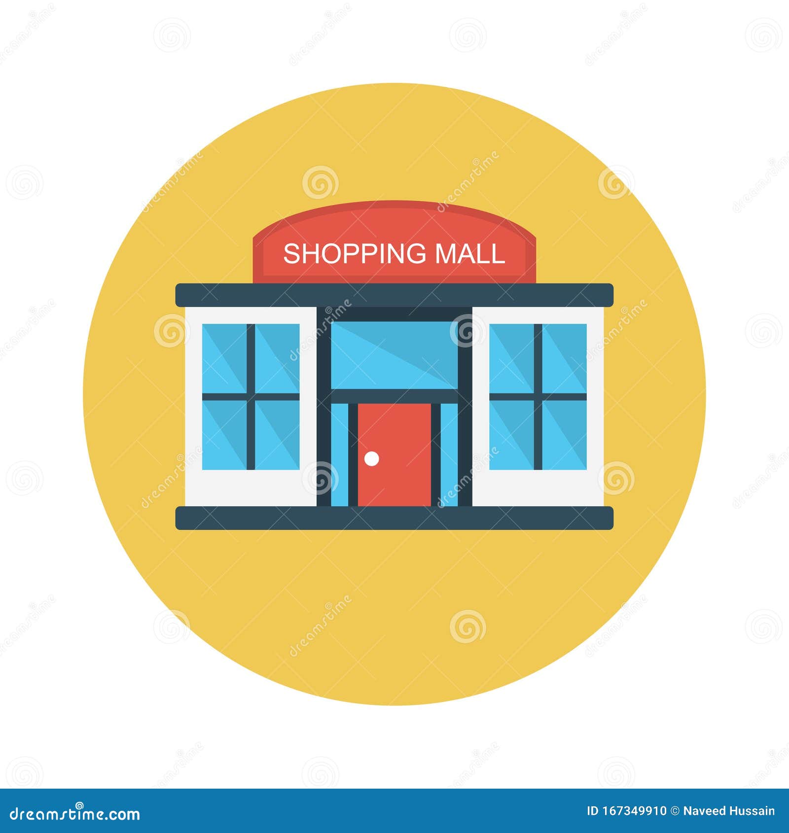 Mall Vector Flat Color Icon Stock Illustration - Illustration of design ...
