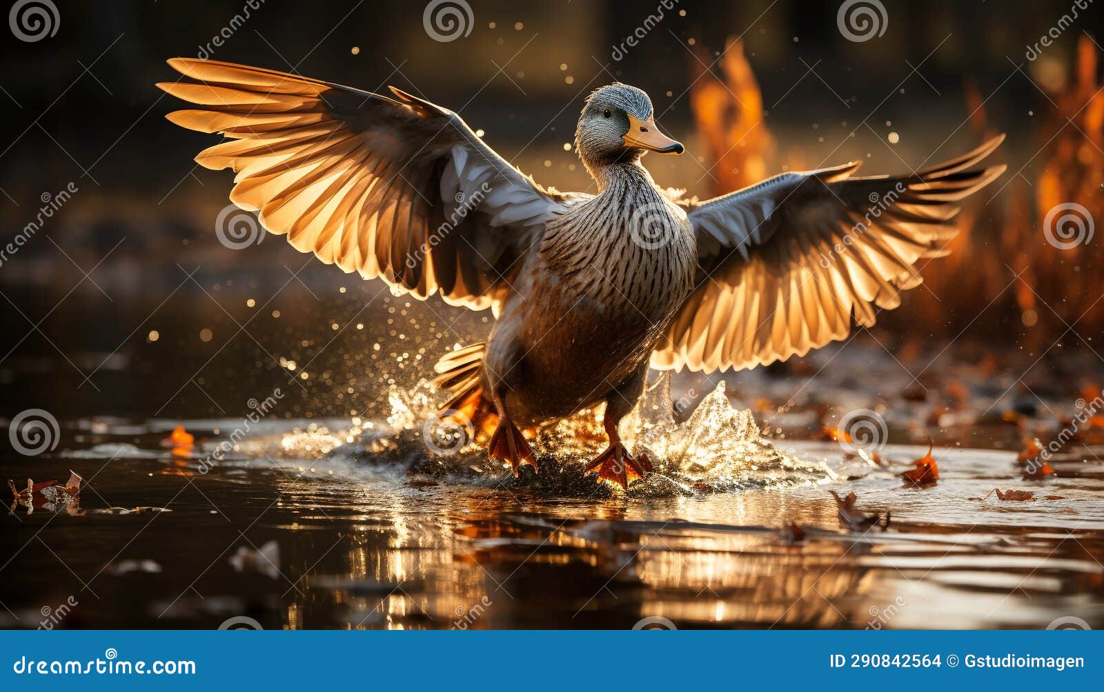 Mallard Duck Flying Over Water, Reflecting Beauty in Nature Generated ...
