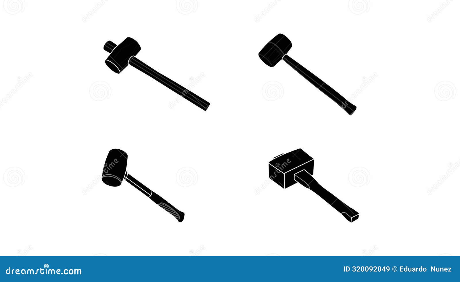 Mallet Icon Set. Black and White Set of Different Vector Mallet ...