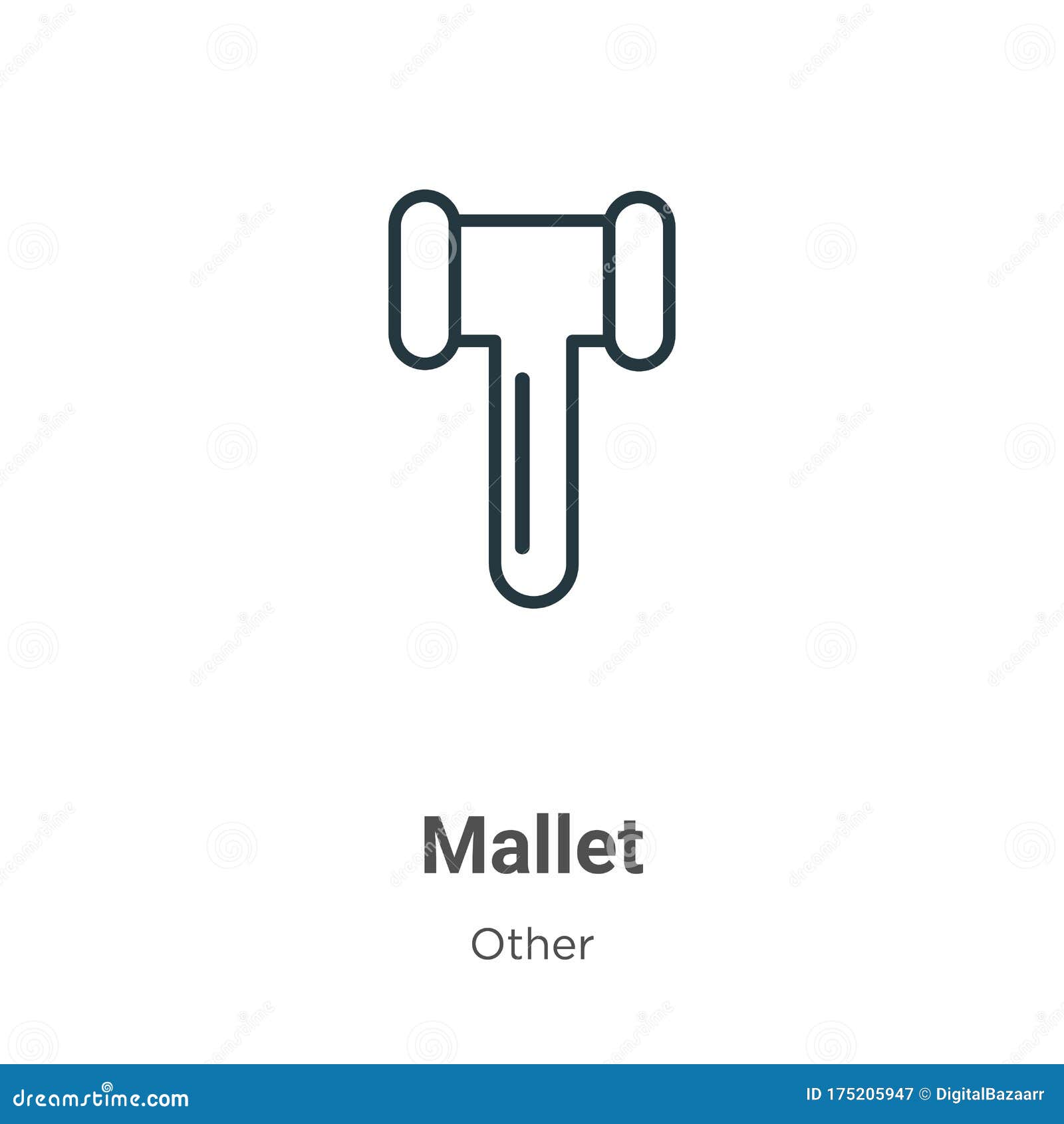 Mallet Outline Vector Icon. Thin Line Black Mallet Icon, Flat Vector ...