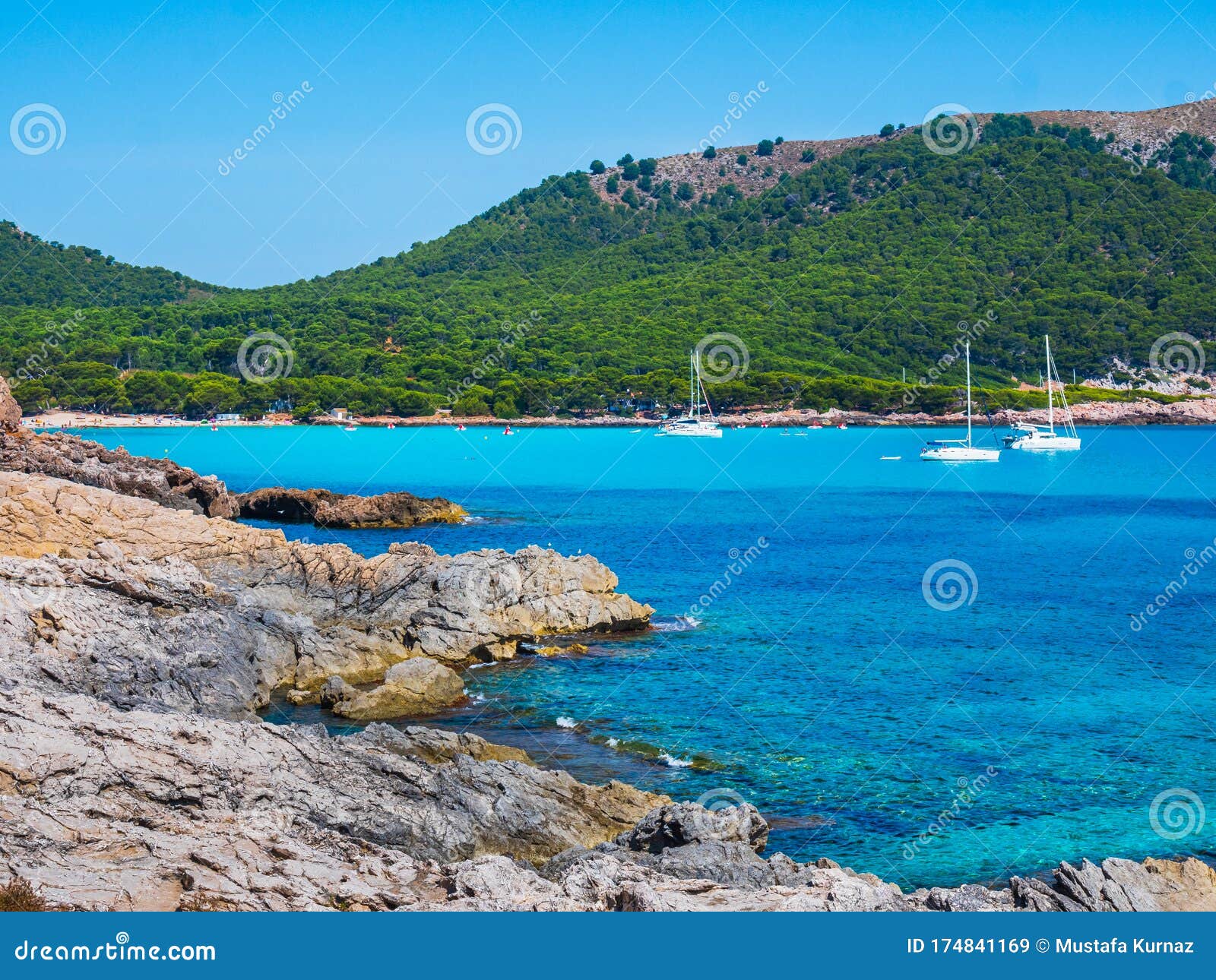 Mallorca Beach and Bay of Cala Agulla Stock Image - Image of ...