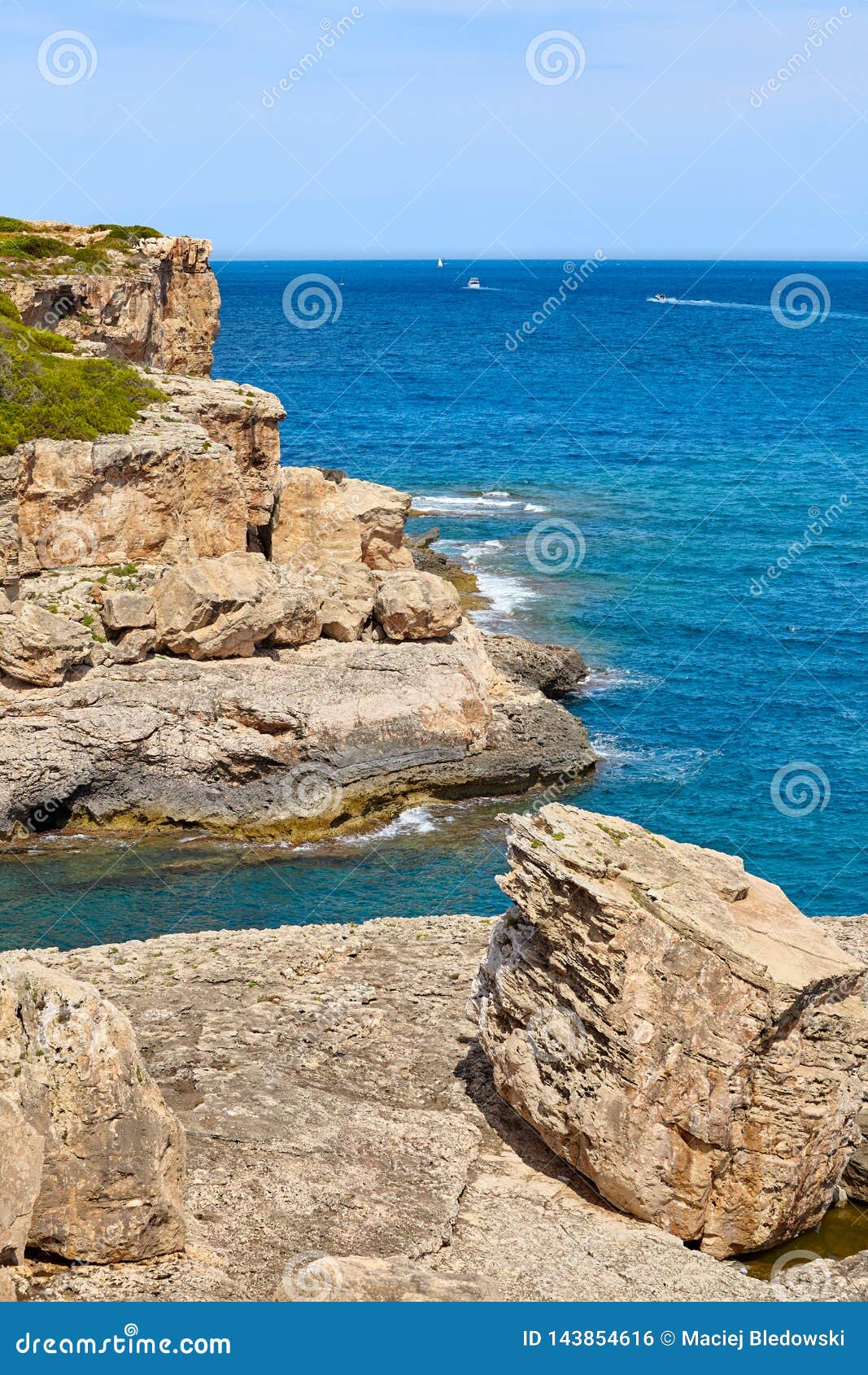 Mallorca Coast Rock Formations on a Sunny Day, Spain Stock Photo ...