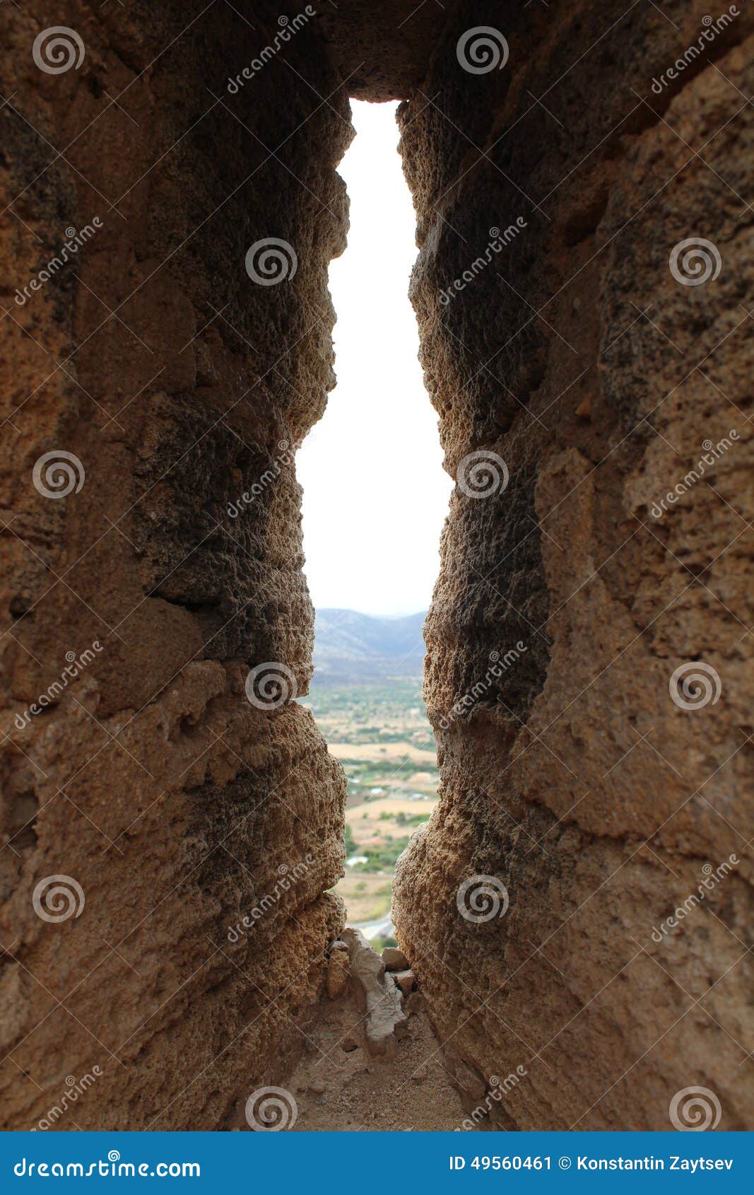 Mallorca Island. Landscape. Vertical Slit in the Wall. Stock Image ...