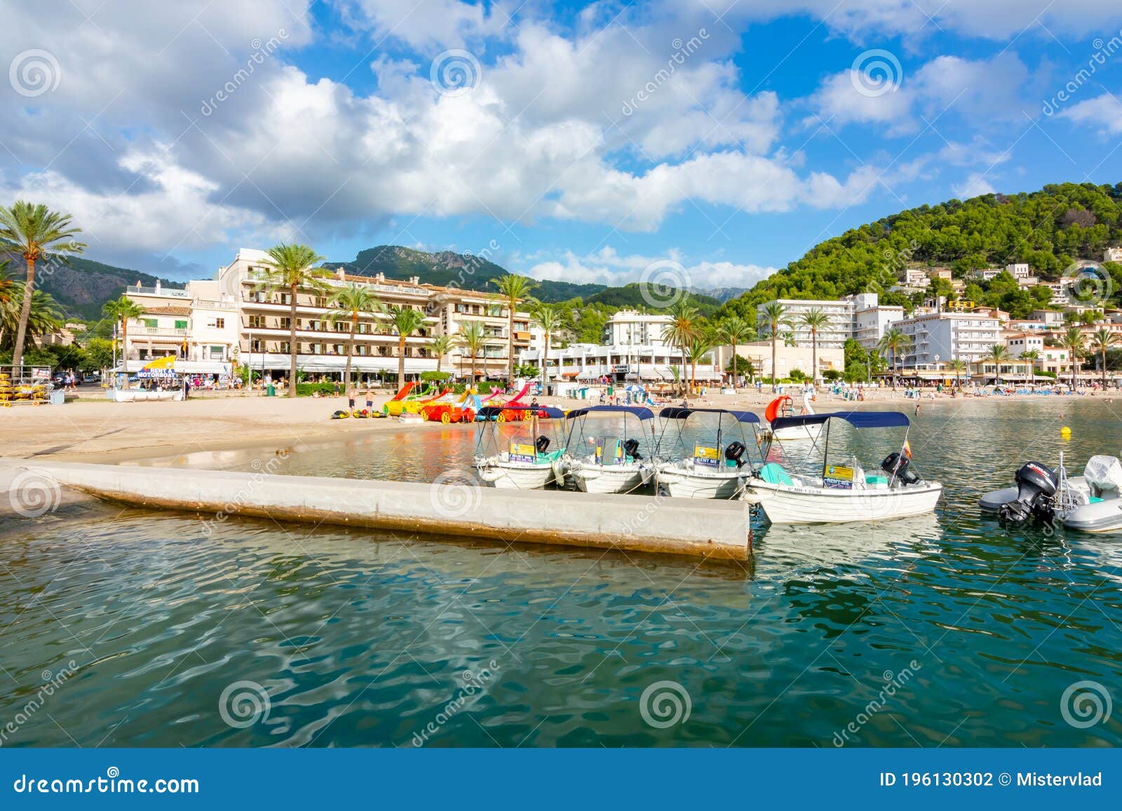 Mallorca, Spain - September 2018: Port Soller Beach on a Sunny Day ...