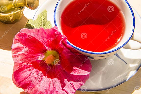 Mallow Tea, Cup with Mallow Flower Stock Image - Image of medical ...