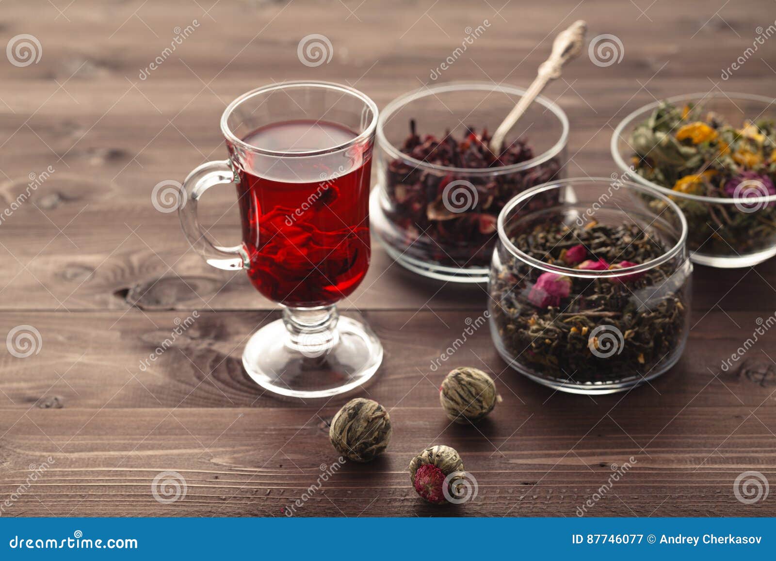 Mallow Tea in Glass with Dried Mallow Blossoms Stock Image - Image of ...