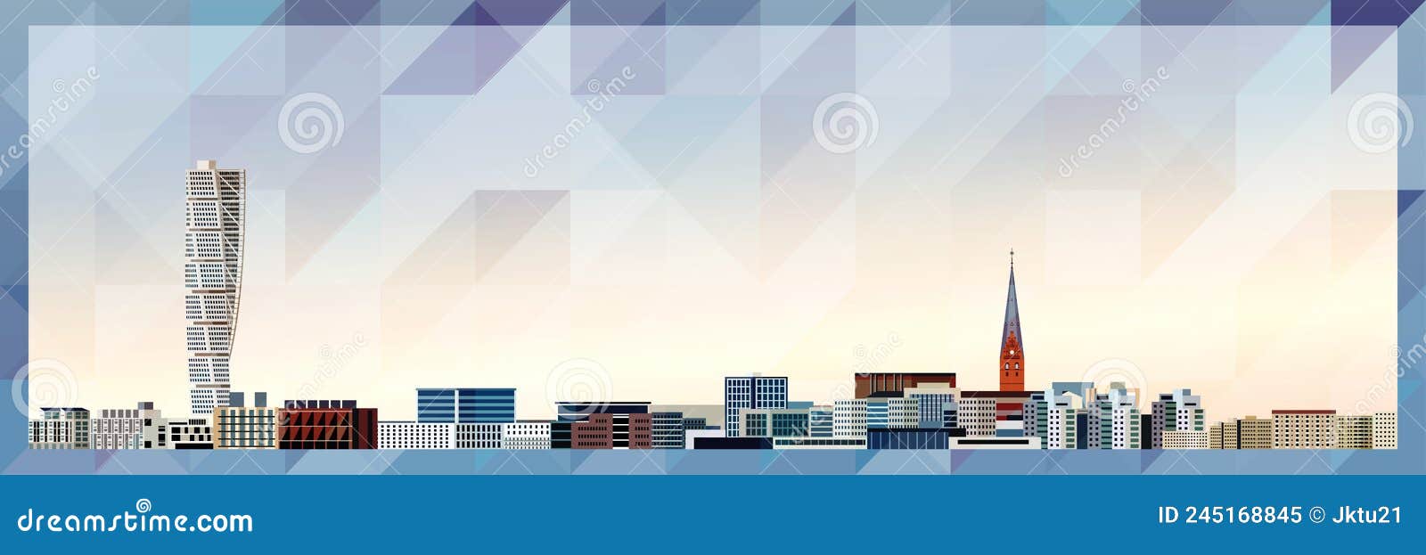 MalmÃ¶ Skyline Vector Colorful Poster on Beautiful Triangular Texture ...