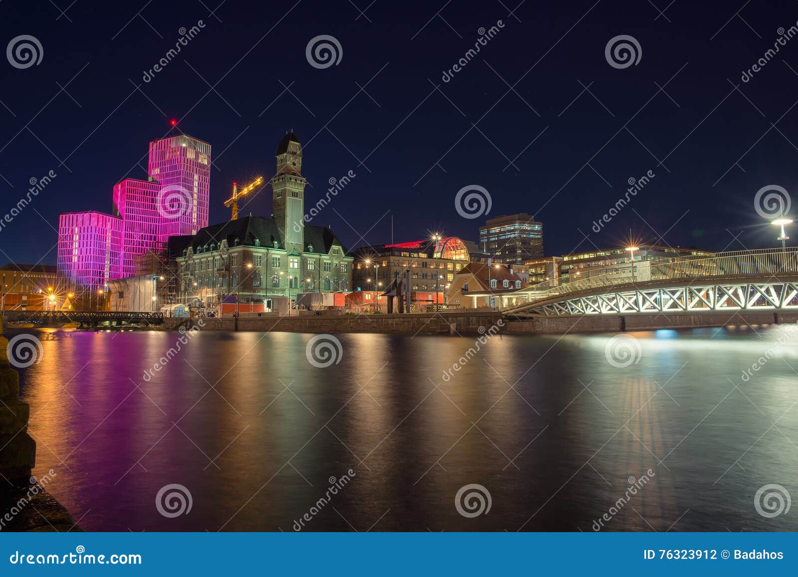 Malmo at night stock photo. Image of residential, edge - 76323912