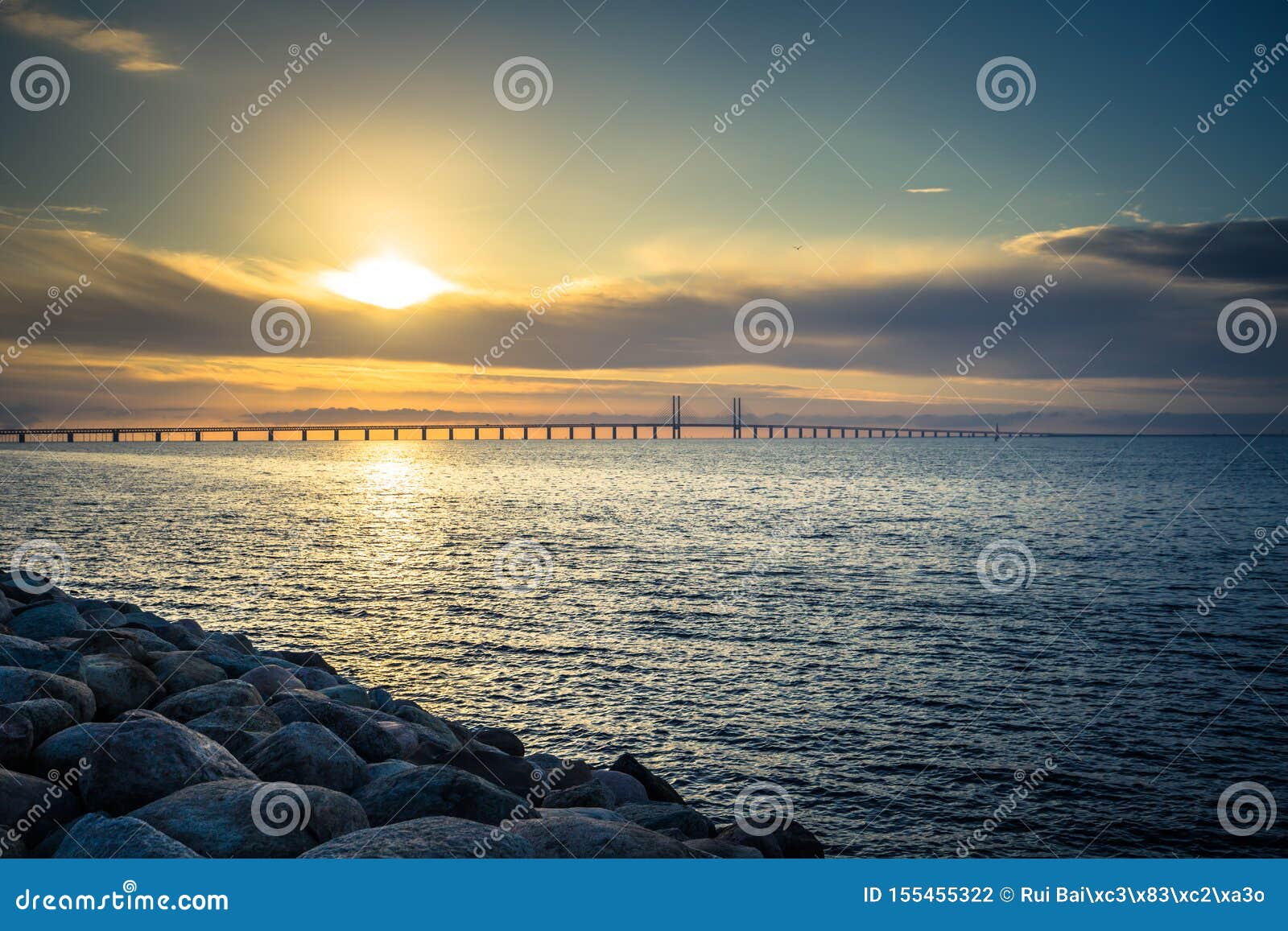 Malmo - October 22, 2017: Panorama of the Oresund Bridge from the Side ...