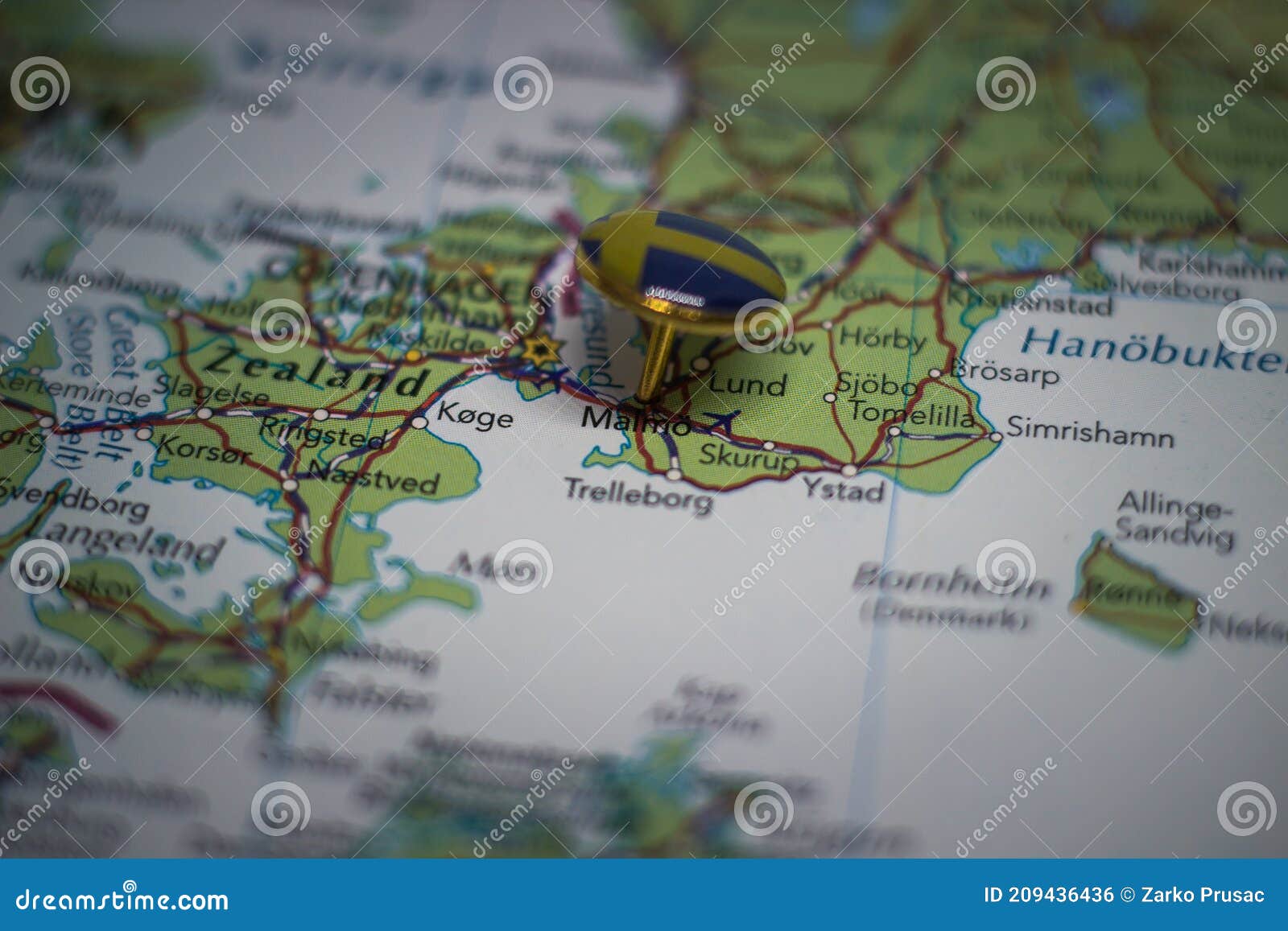 Malmo Pinned on a Map with the Flag of Sweden Stock Photo - Image of ...