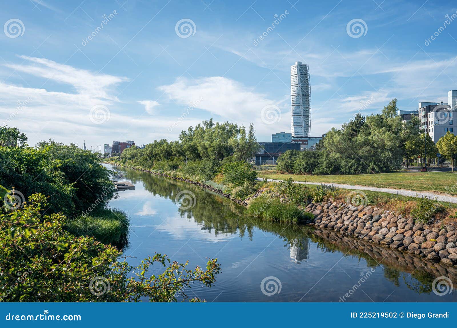 Malmo Skyline with Canal and Turning Torso Skyscraper Building - Malmo ...