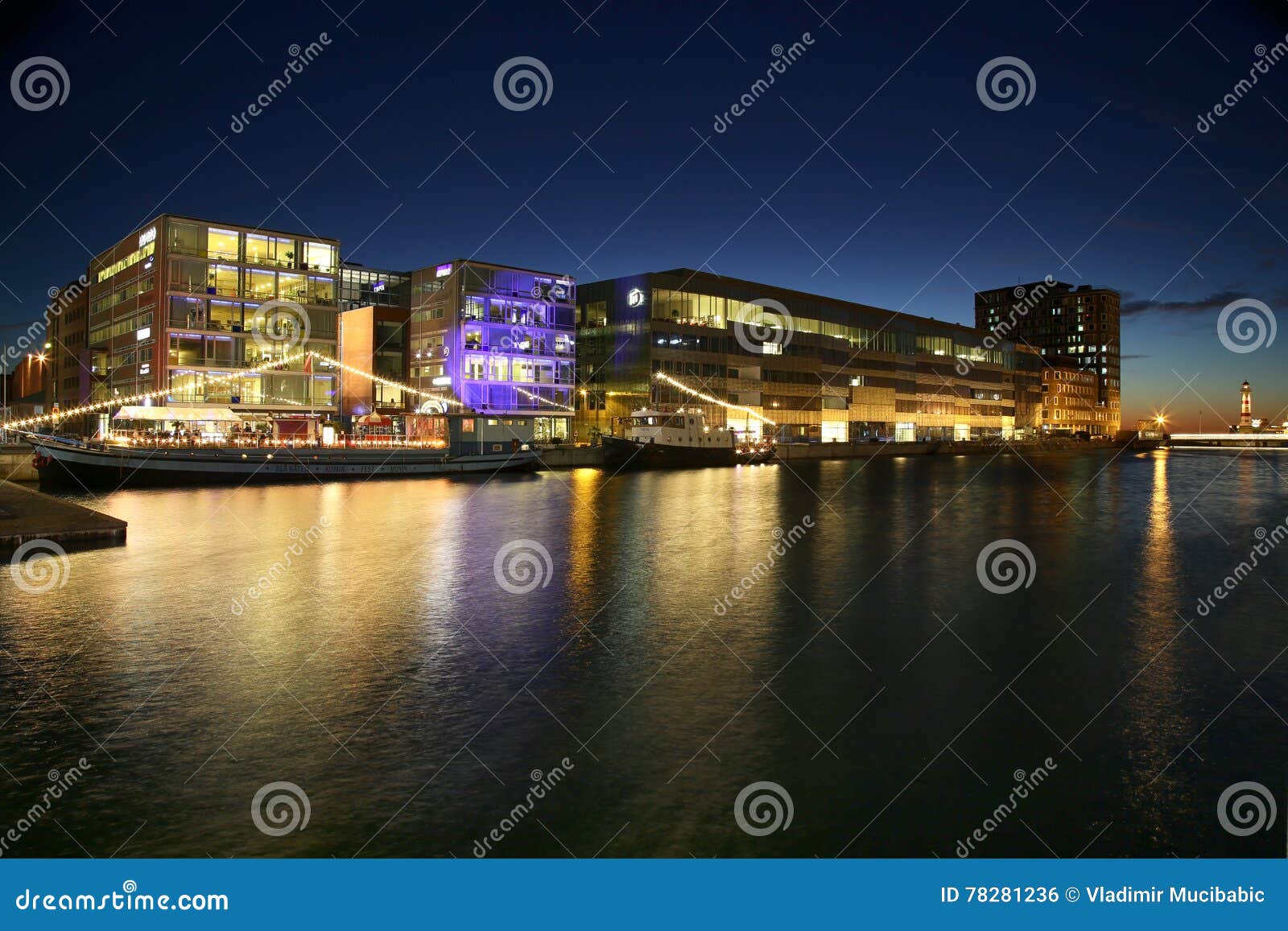 MALMO, SWEDEN - AUGUST 16, 2016: View of Beautiful Night Scene a ...