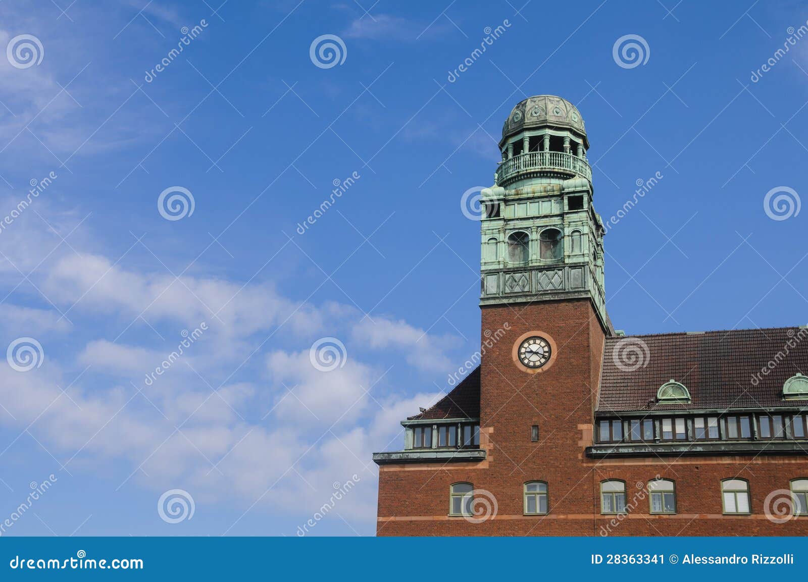 Malmo train station tower stock image. Image of green - 28363341