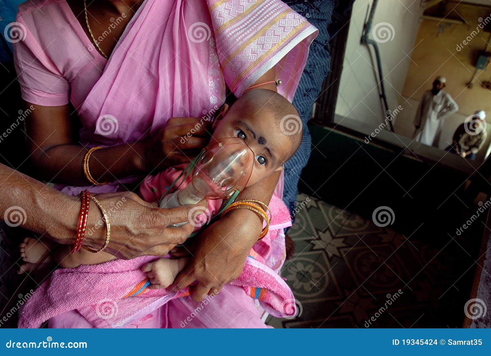 A Poor Mother With Her Three Children Sitting On The Front Porch ...