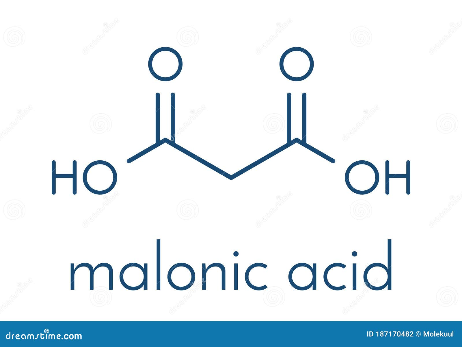 Malonic Acid Organic Dicarboxylic Acid Molecule. Skeletal Formula ...