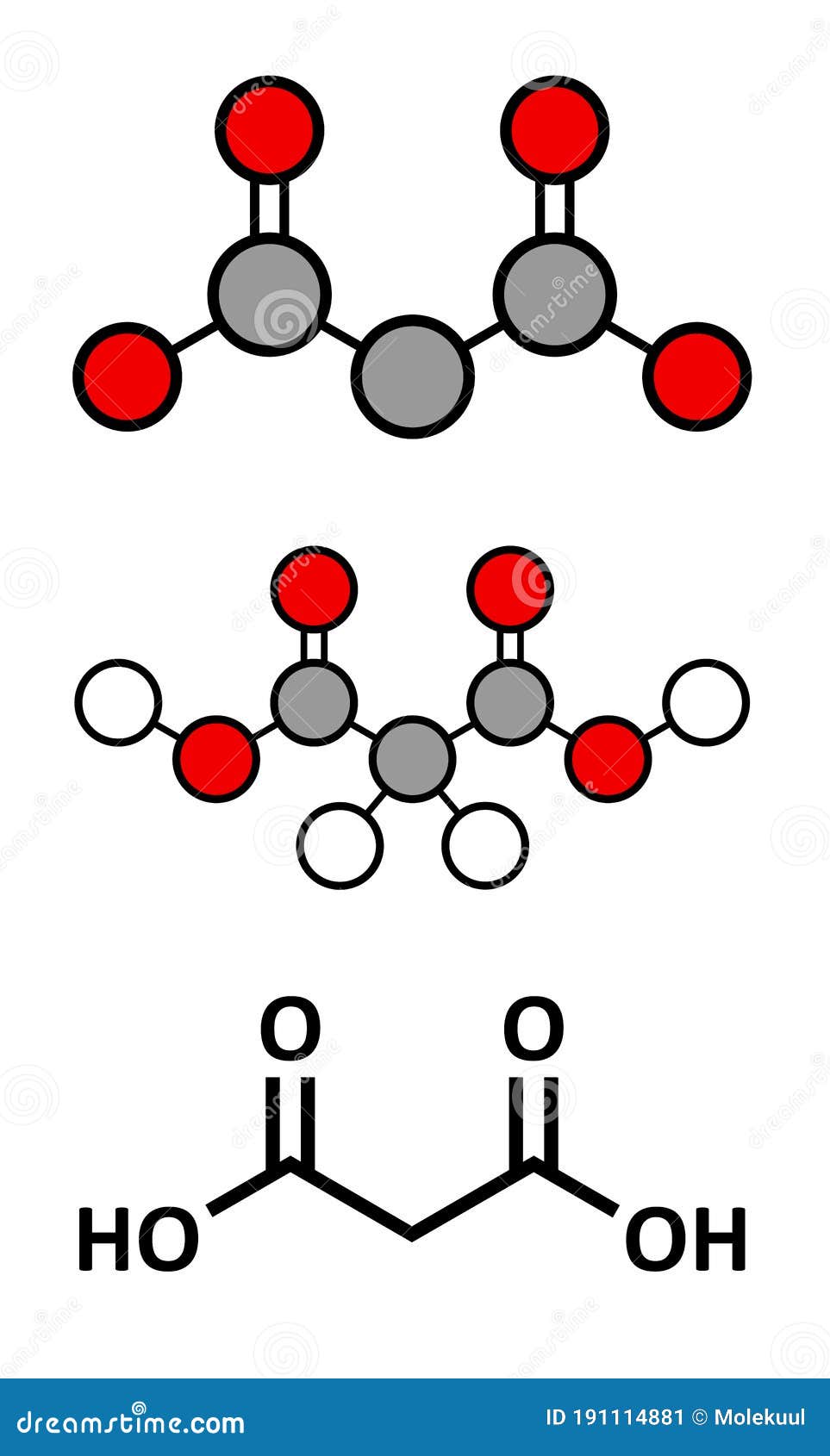 Malonic Acid Organic Dicarboxylic Acid Molecule Stock Vector ...