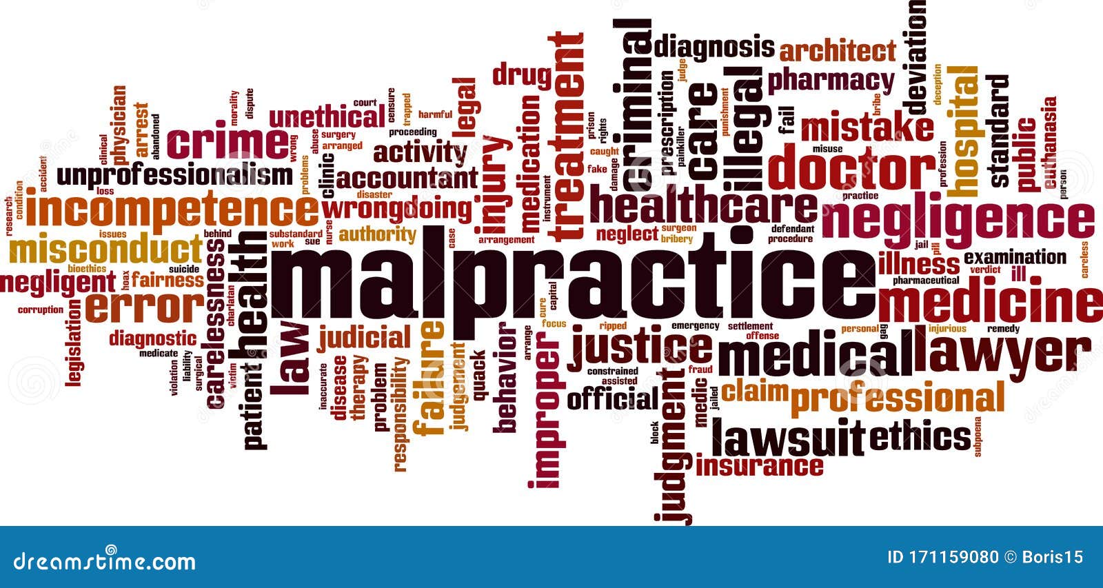 Malpractice word cloud stock vector. Illustration of error - 171159080