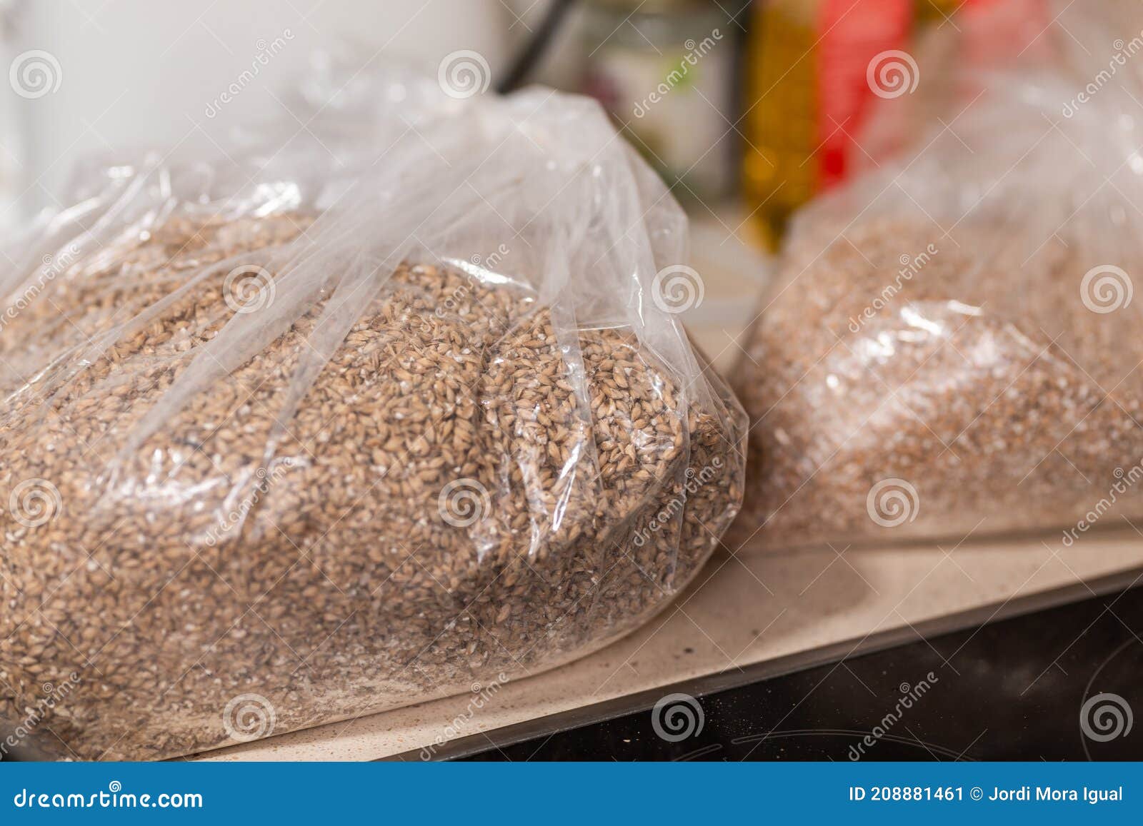 Malt Bags on Top of the Kitchen Stock Image - Image of malted, homemade ...