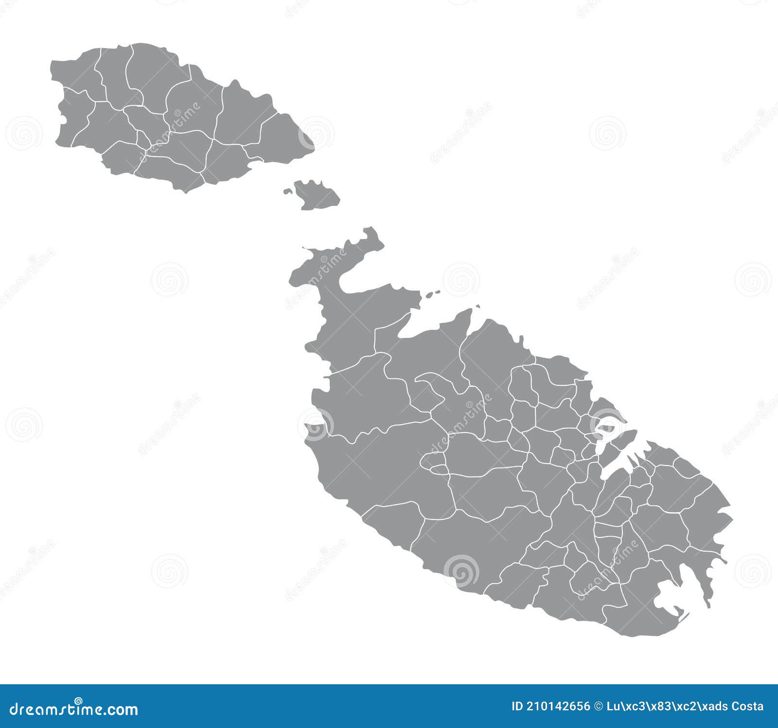 Malta administrative map stock vector. Illustration of flag - 210142656