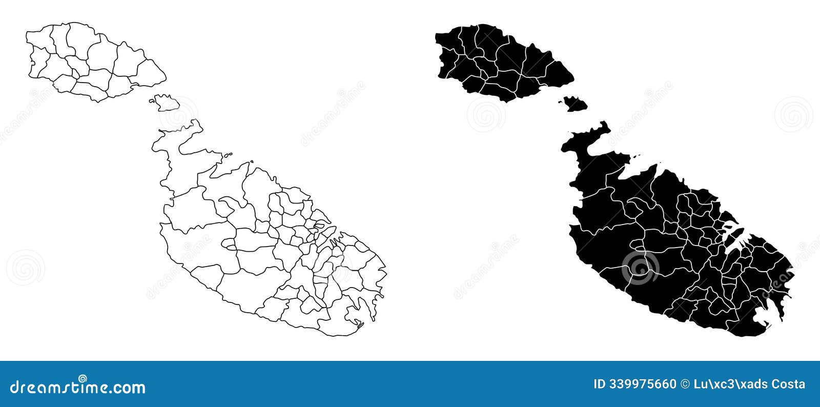 Malta Map, Administrative Division, Separates Regions And Names ...