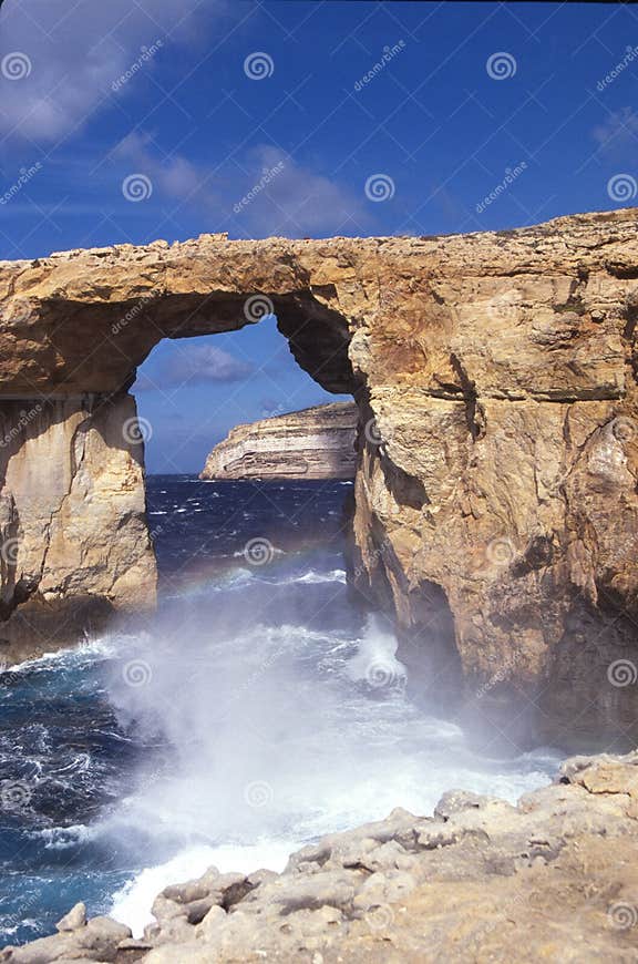Malta Azure Window rainbow stock image. Image of stormy - 3035145