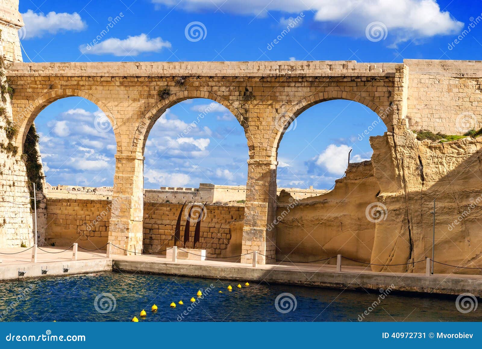 Malta, Birgu, Arches Near Fort St. Angelo Stock Image - Image of ...