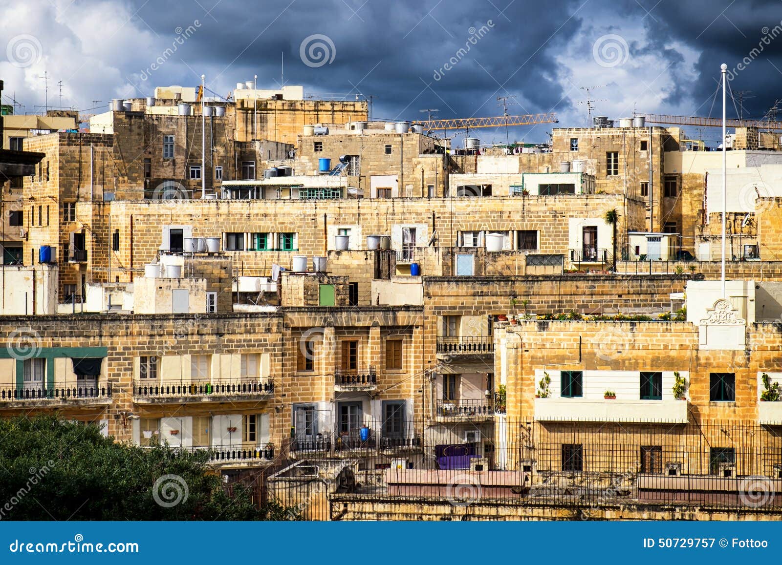 Malta - Bormla - CittÃ Cospicua Stock Image - Image of rundown, group ...