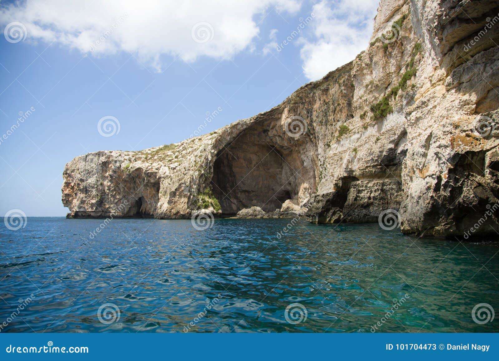 Malta Cliffs at Blue Grotto from Sea Level Stock Image - Image of ...