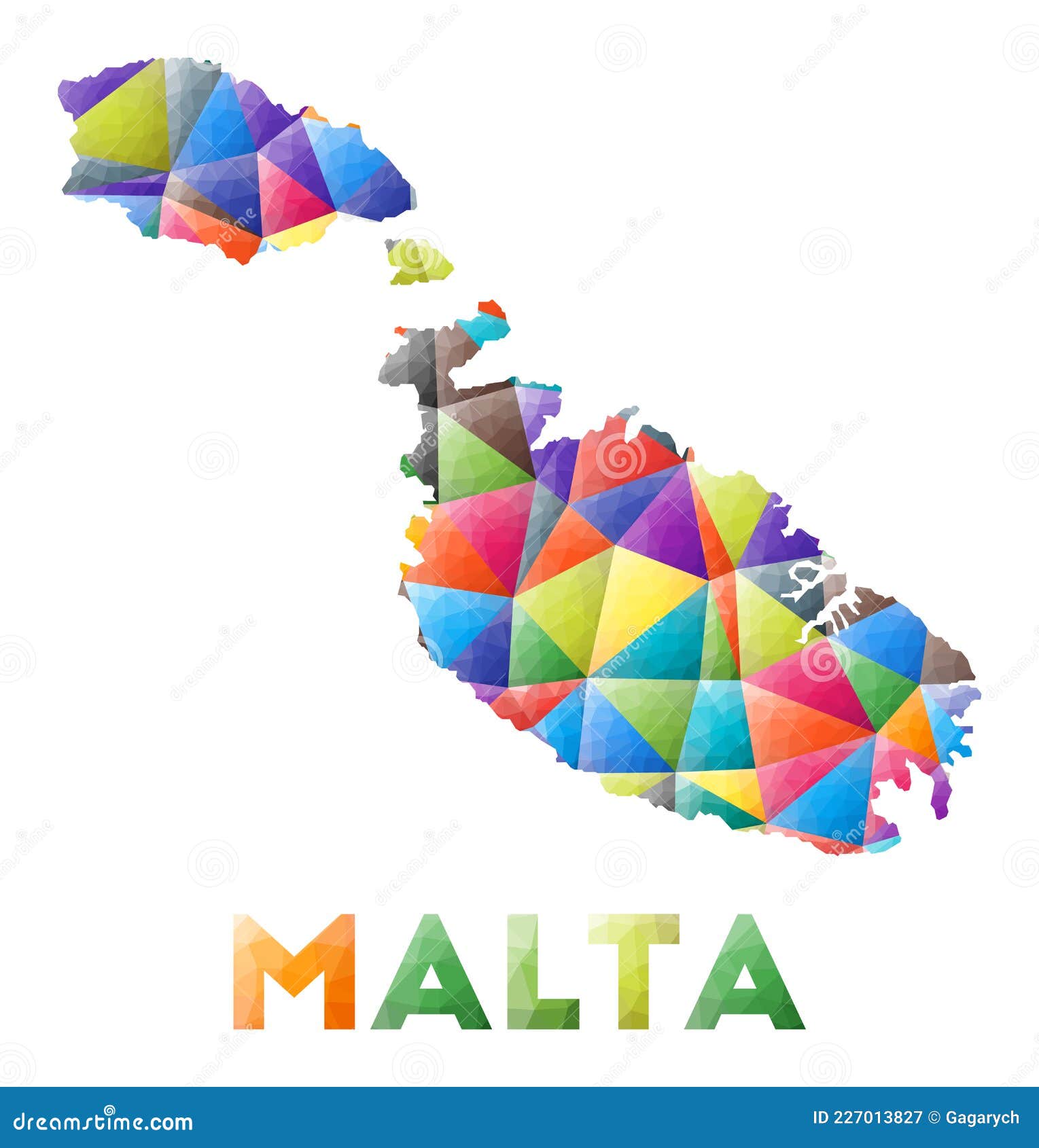 Malta - Colorful Low Poly Island Shape. Stock Vector - Illustration of ...
