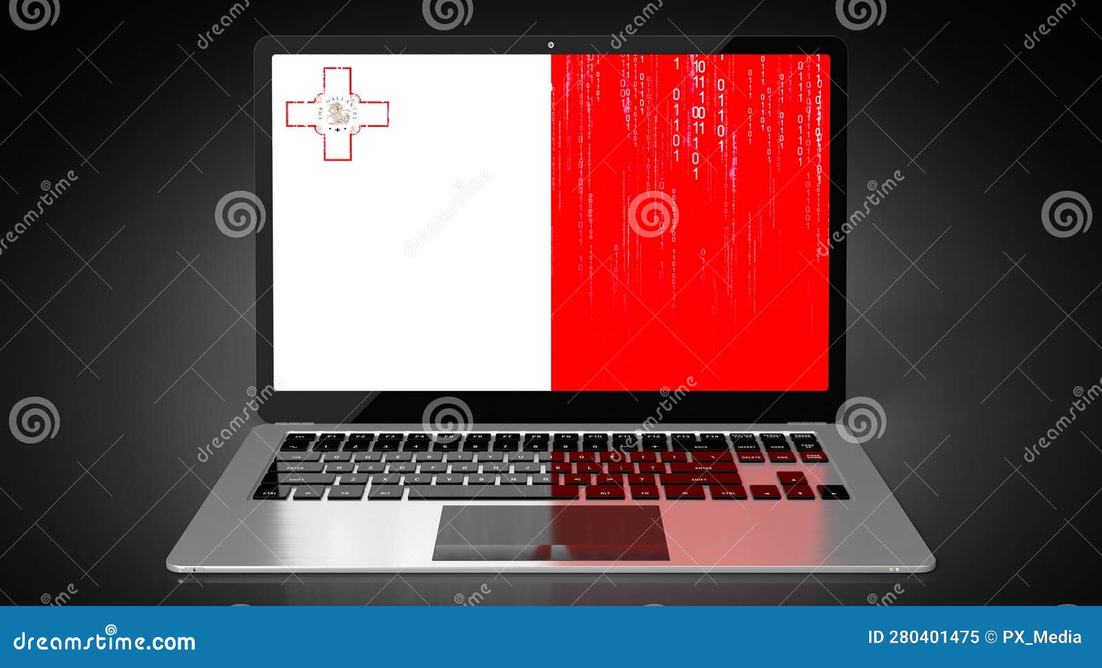 Malta - Country Flag and Binary Code on Laptop Screen Stock ...