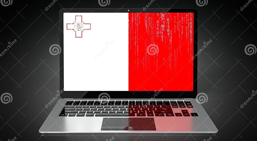 Malta - Country Flag and Binary Code on Laptop Screen Stock ...