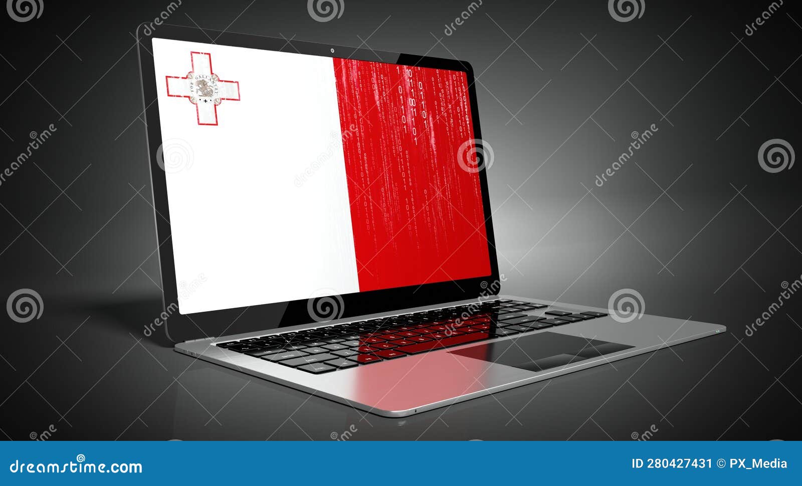 Malta - Country Flag and Binary Code on Laptop Screen Stock ...