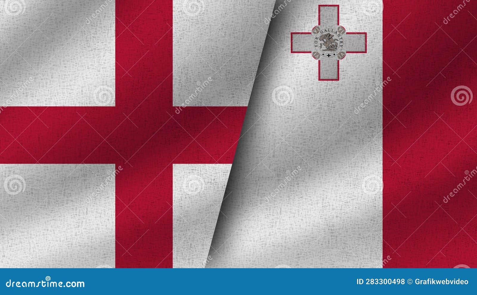 Malta and England Realistic Two Flags Together Stock Illustration ...