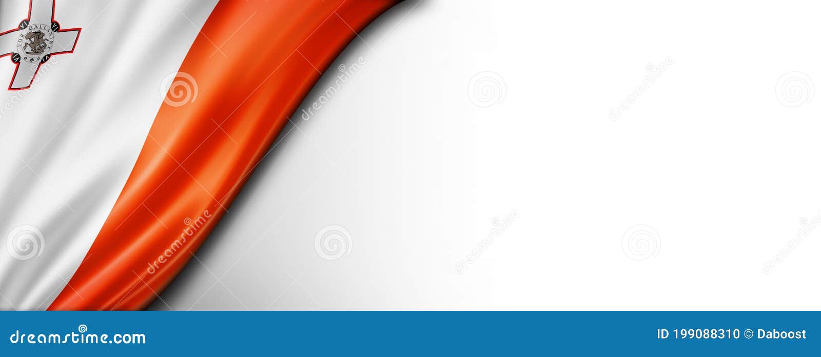 Malta Flag Isolated on White Banner Stock Illustration - Illustration ...