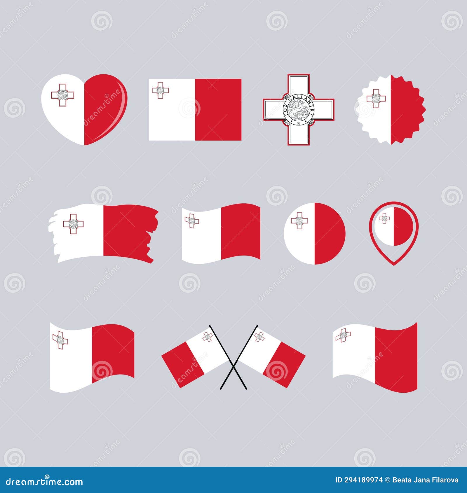 Malta Flag Icon Set Vector Isolated on a Gray Background Stock Vector ...
