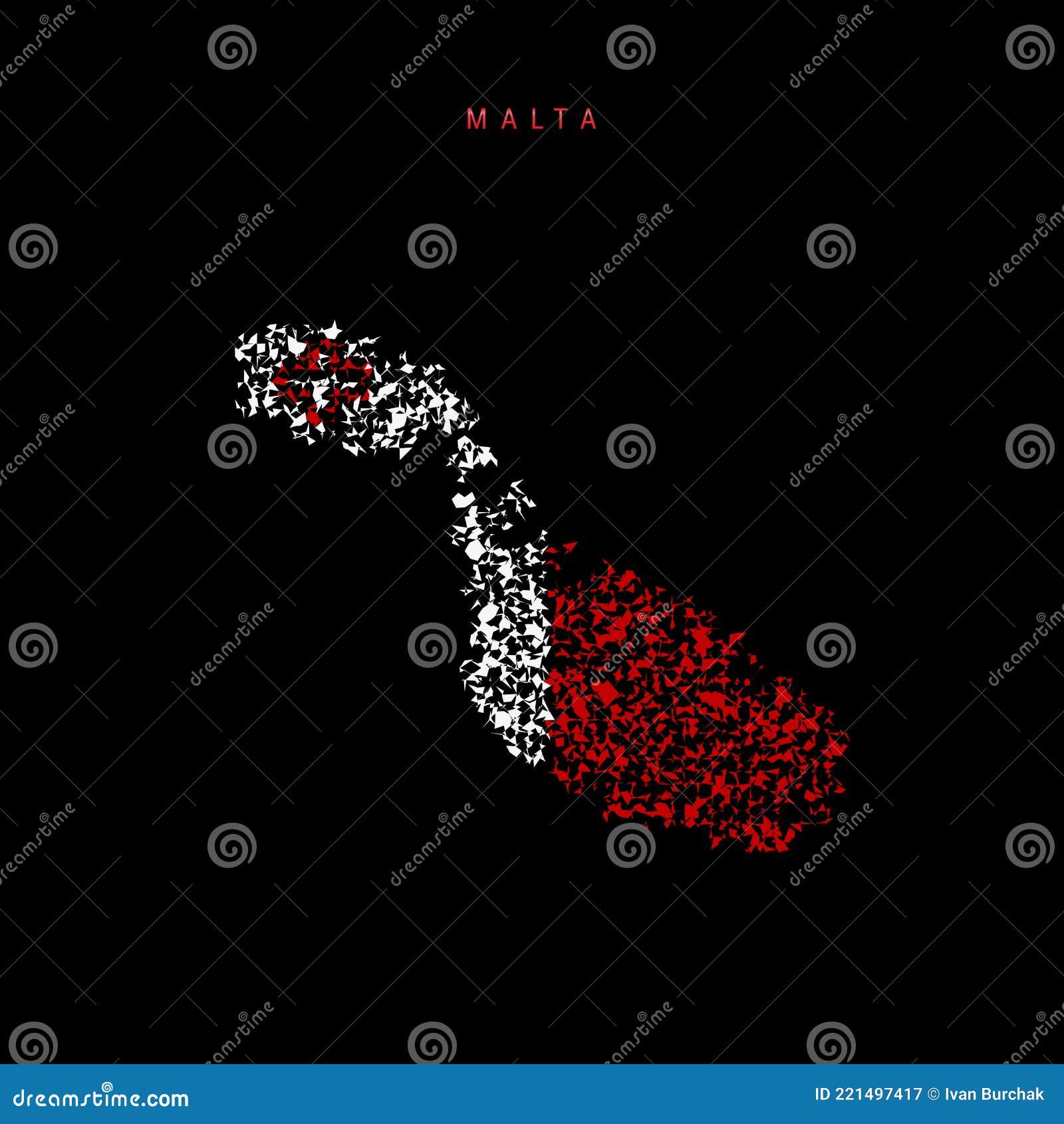 Malta Flag Map Chaotic Particles Pattern In The Maltese Flag Colors