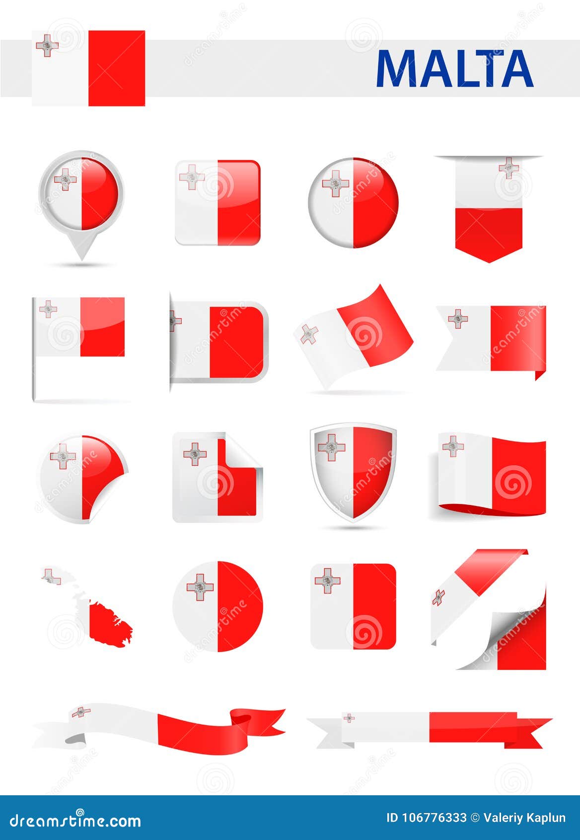 Malta Flag Vector Set stock illustration. Illustration of label - 106776333