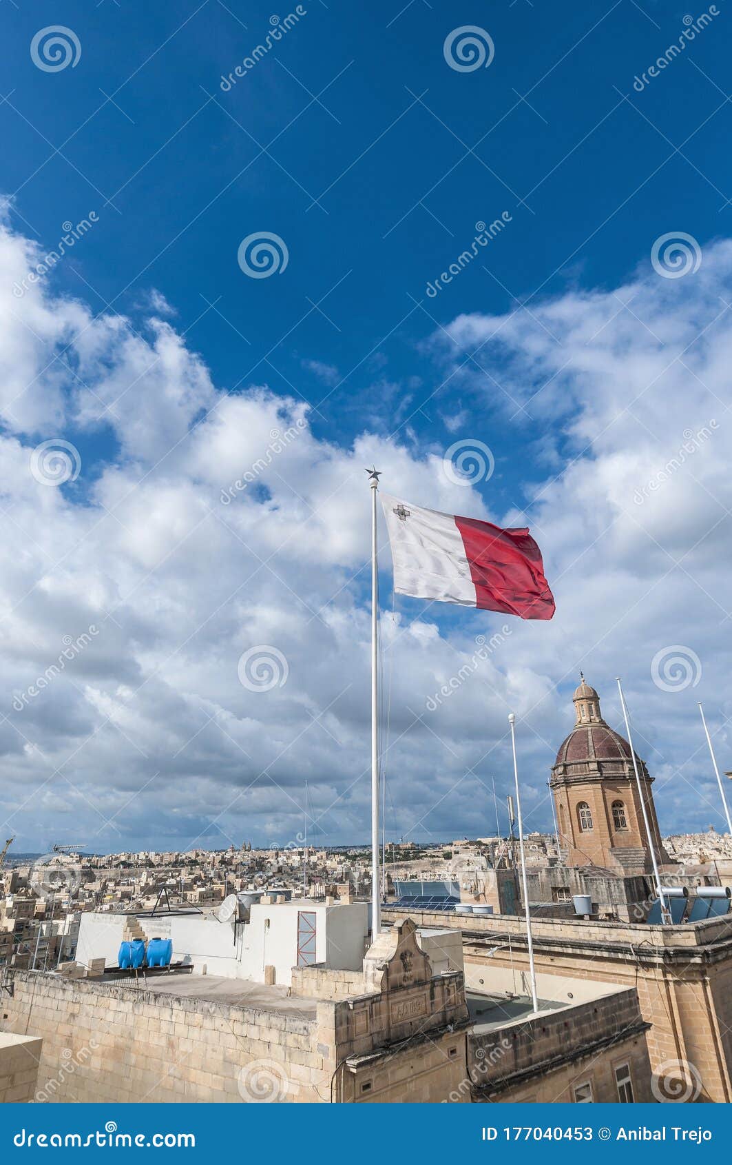 Malta flag in Valletta editorial stock photo. Image of balears - 177040453