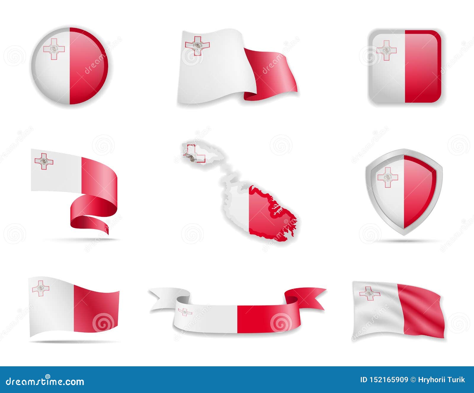 Malta Flags Collection. Vector Illustration Set Flags and Outline of ...