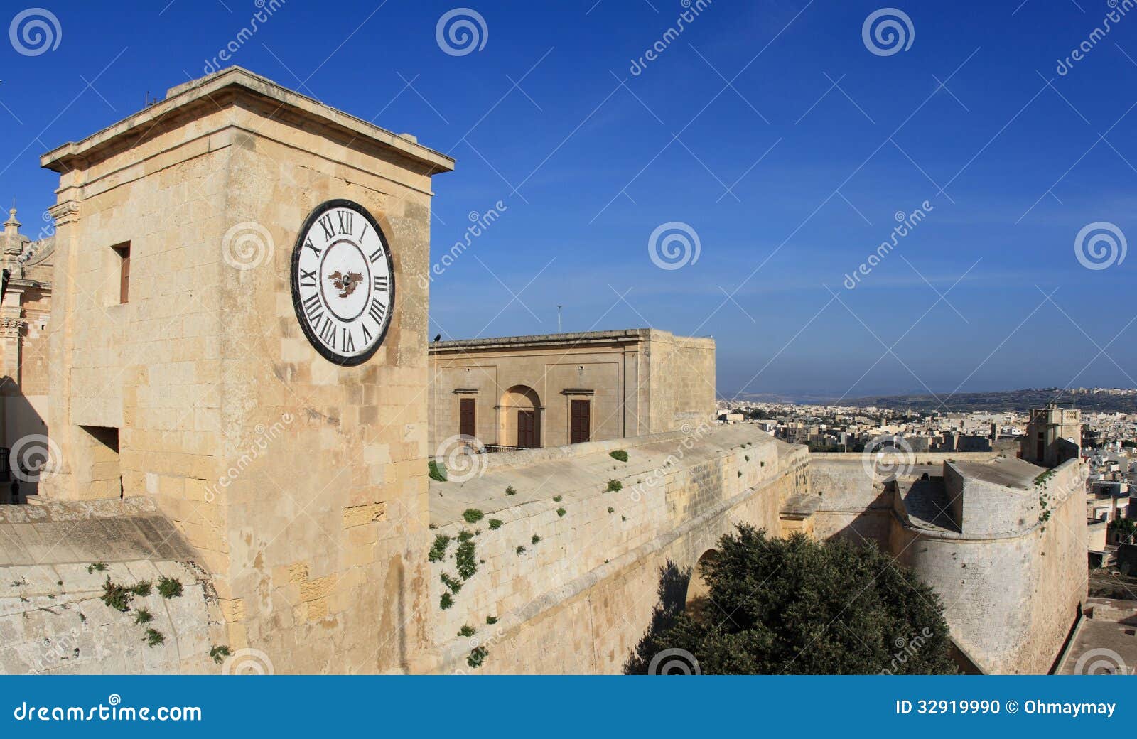 Malta fortress stock photo. Image of lookout, clock, architecture ...