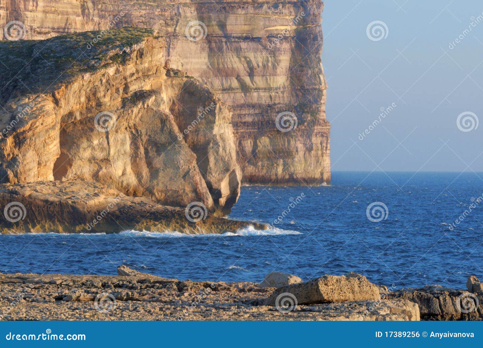Malta, Gozo, Dwejra cliffs stock photo. Image of water - 17389256
