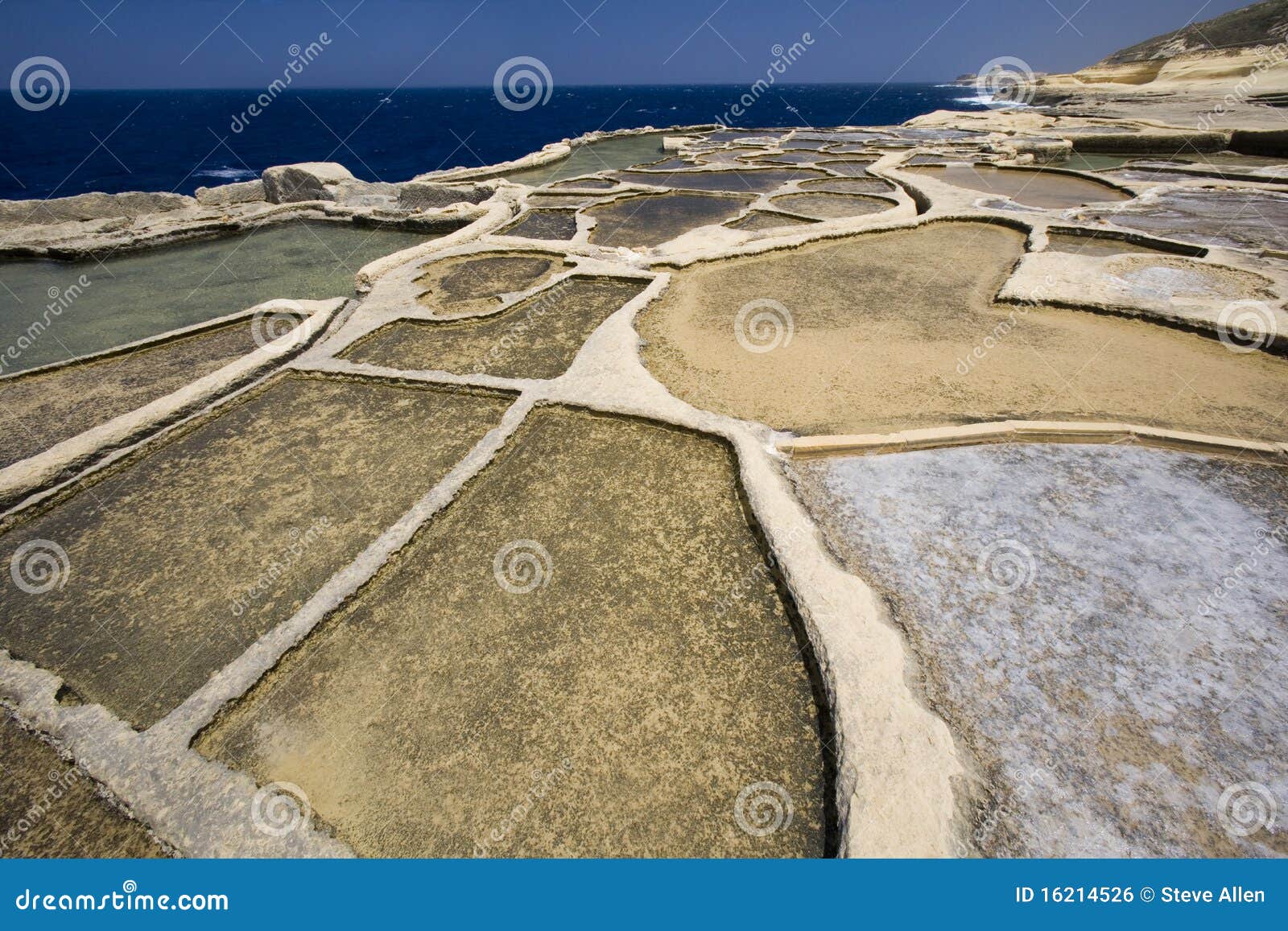 Malta - Gozo - Salt Pans at Qbaijar Stock Photo - Image of salt ...